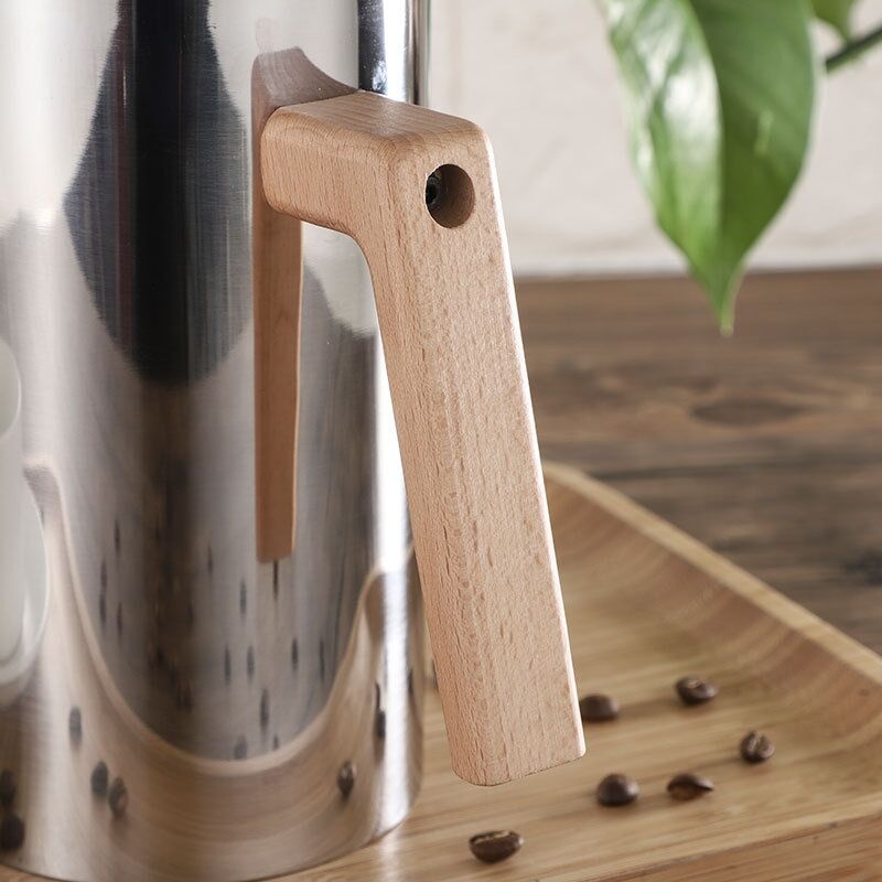 Double wall french press with wooden handle